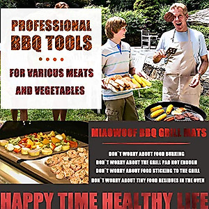 Miaowoof Grill Mat Set of 7-100% Non-Stick BBQ Grill Mats, Heavy Duty, Reusable, and Easy to Clean - Works on Electric Grill Gas Charcoal BBQ-15.75 x 13 Inch