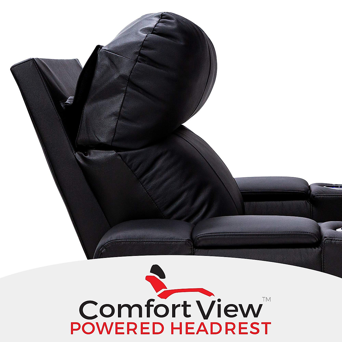 Seatcraft Julius - Big & Tall - Home Theater Seating - Living Room - 400 lbs Capacity - Italian Leather - Power Recline - Powered Headrest - USB Charging,Cupholders,Arm Storage,Single Recliner,Black