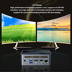 AMONIDA Mini PC Host HD Screen Powerful Multiple Interface 100-240V 4 Core 8 Thread 64GB Mini PC for Work (US Plug 100‑240V)