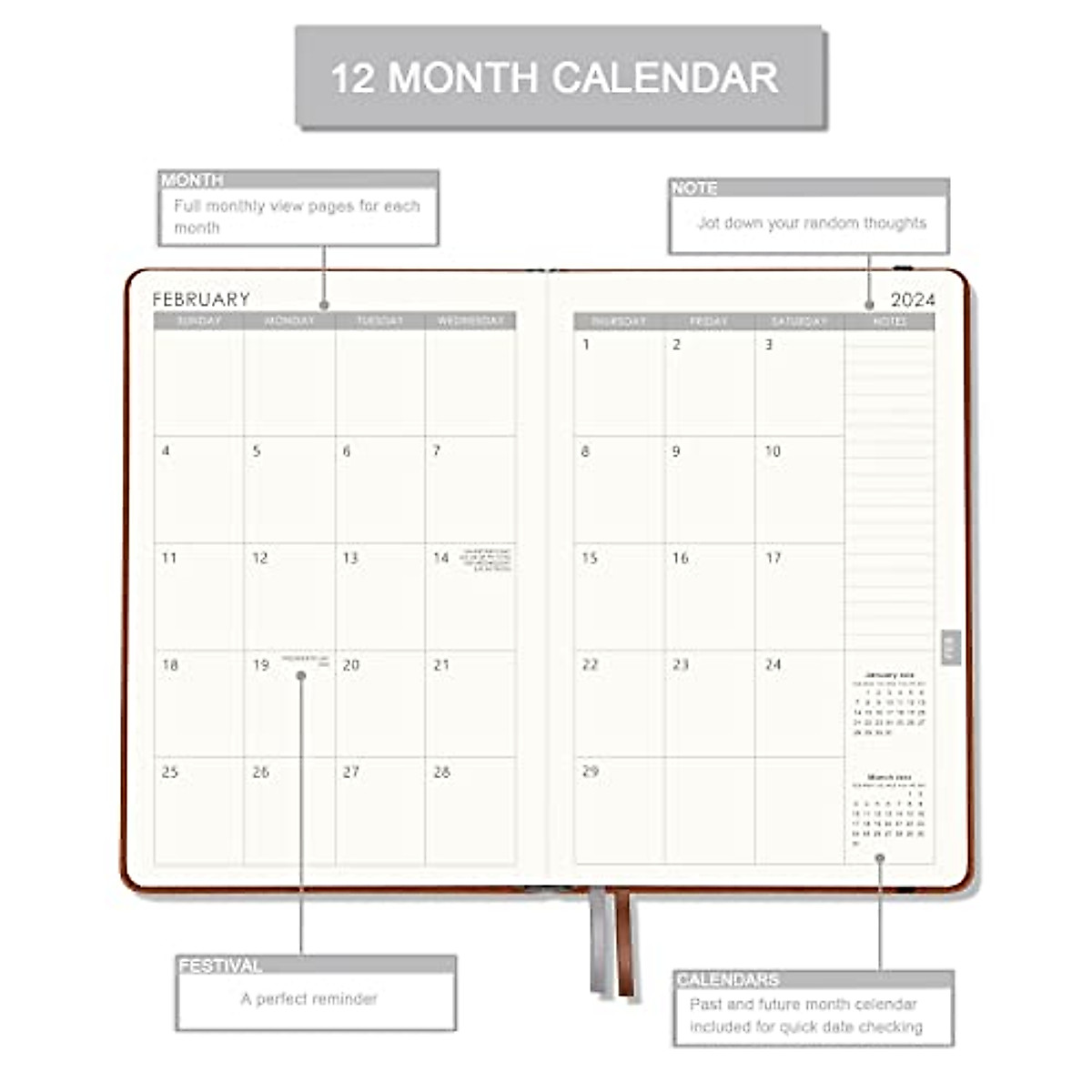 Planner 2023-2024 - Weekly & Monthly Planner 2023-2024 with Calendar Stickers, Jul 2023 - Jun 2024, 5.75" X 8.25", Academic Planner with Premium Thicker Paper, Pen Holder, Inner Pocket and 44 Notes Pages