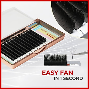 THE LASH SUPPLY Easy Fan Volume Eyelashes, Magic Lashes Extension Professional Supplies, C/D Curl, 9-20mm Length, 0.05 Thickness, Black Matte Lashes, Lash Mixed Length Tray