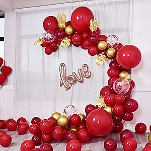 Red Balloons, 106pcs Balloon Garland Arch Kit, Red and Gold Balloons for Birthday Wedding Bridal Shower Bachelorette Engagement Anniversary Baby Shower Party Balloons Decoration