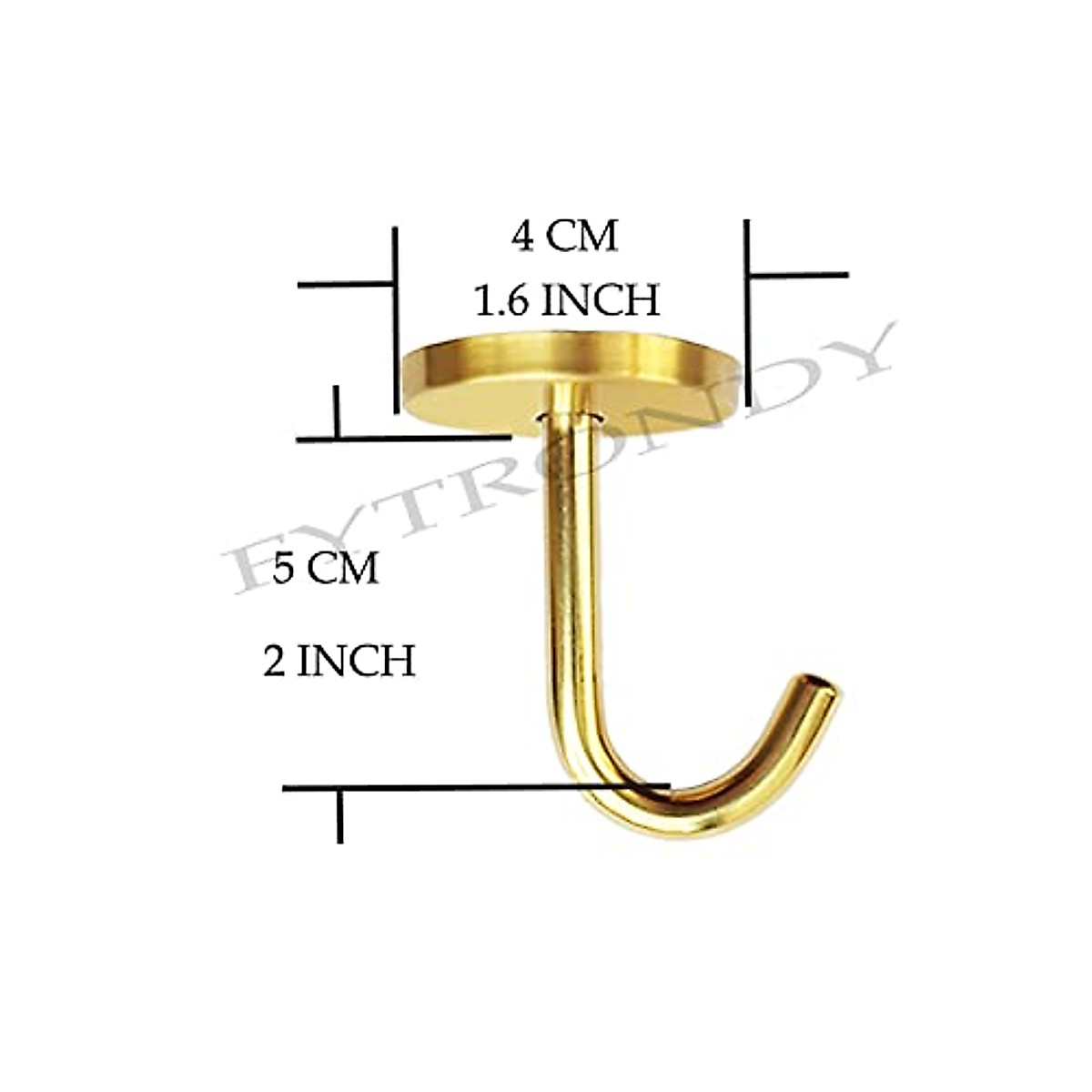 FYTRONDY Golden Edition Stainless Steel Screws Mount Ceiling Hooks, Coat Hanger (2 INCH, 4 Pack)