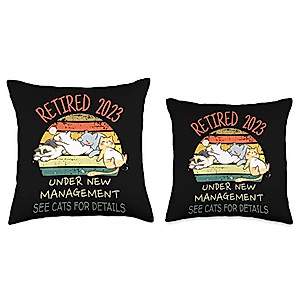 Retirement Gifts For Men Women 2023 Cartoon Cat Costume Retirement for Men & Women 2023 Throw Pillow, 16x16, Multicolor