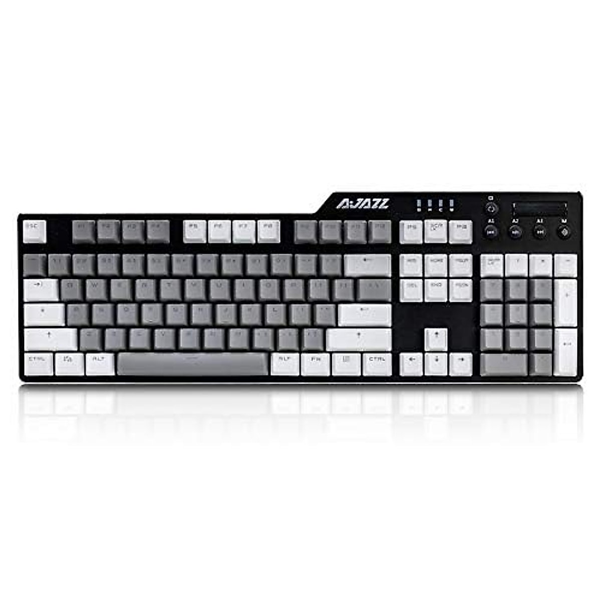 AK35I Wired Full-Size Mechanical Gaming Keyboard with Blue Switches, White-Grey Matching PBT Keycaps, Anti-Ghosting Multimedia Keys Roller, White Backlit, Programmable Macro, Aluminum Black