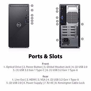 Dell 2021 Inspiron 3891 Desktop PC, Intel Core i3-10105, 16GB RAM, 1TB HDD, WiFi 6, Bluetooth, HDMI, DVD-RW, Wired Keyboard&Mouse, Win 11 Home