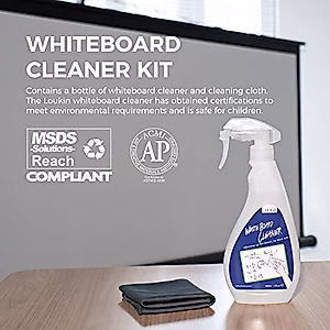 loukin Non-Toxic Whiteboard Cleaner, 17oz Dry Erase Board Cleaner, Low-Odor Whiteboard Cleaning Spray with Cloth, Removes Stubborn Marks from Whiteboards, Chalkboard