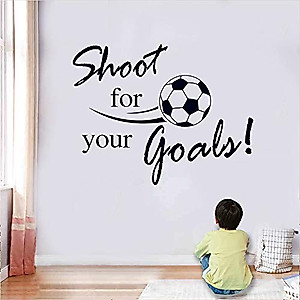 SITAKE Soccer Stickers, “Shoot for Your Goals” Wall Art Soccer Ball Stickers Decals for Kids Room, Football Vinyl Sticker for Boys Bedroom Playroom Living Room Window Door Decoration, 23.6 x 31.5 in