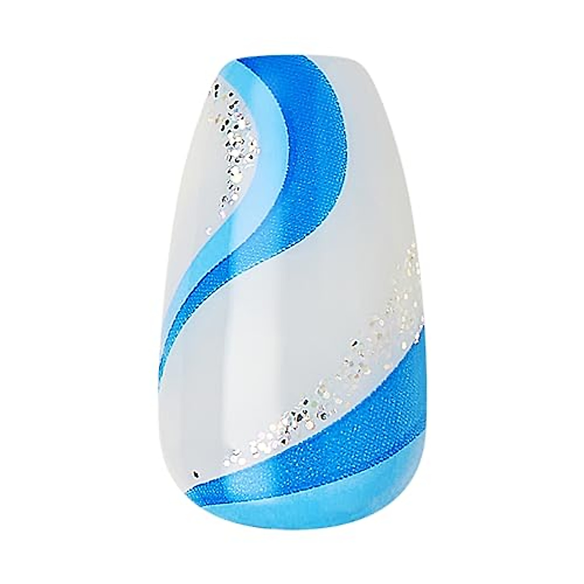 KISS imPRESS Press-On Manicure Fake Nails, Medium Coffin, Mesmerize, Blue, Comfortable, Super Hold Adhesive, No Glue/Polish, Chip Proof, No Dry Time, Smudge Proof, Waterproof | 30 Count