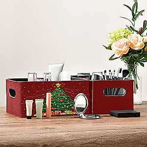 Christmas Tree Red Storage Basket Felt Storage Bin Collapsible Toy Boxs Empty Gift Baskets Organizer for Home Office Shelf Car