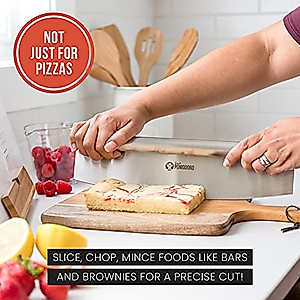 Chef Pomodoro Pizza Cutter Rocker Knife with Protective Cover, Multipurpose 14 Inch Mezzaluna Chopper with Super Sharp Stainless Steel Blade, Blade Cover, Premium Pizza Accessories Dishwasher Safe