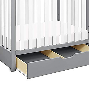 Carter's by DaVinci Colby 4-in-1 Convertible Mini Crib with Trundle Drawer in Grey and White, Greenguard Gold Certified, Undercrib Storage