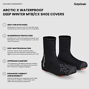 GripGrab Arctic X Waterproof Deep Winter Gravel MTB Cycling Shoe Covers Offroad Fleece Lined Cold Weather Biking Overshoes
