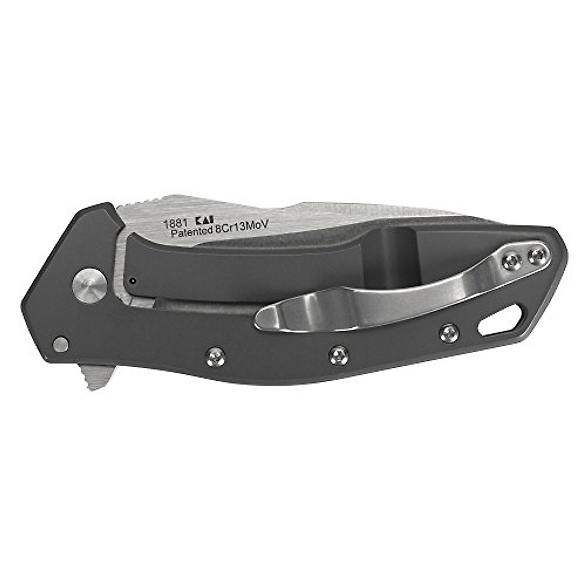 Kershaw Eris Pocketknife, 3" 8Cr13MoV Stainless Steel Drop Point Blade, Stonewashed Finish, One-Handed Assisted Flipper Opening EDC,Black