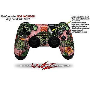 WraptorSkinz Vinyl Decal Skin Compatible with Sony PS4 Controller PlayStation 4 Original Slim and Pro Famingos and Flowers Pink (Controller NOT Included)