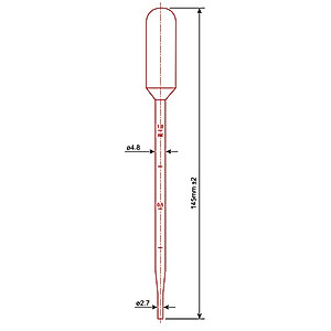 Globe Scientific 137038-100 LDPE Graduated Transfer Pipet, Large Bulb, Sterile, Individually Wrapped, Cellophane Pack, 145mm Length, 5.0mL Capacity (Pack of 100)