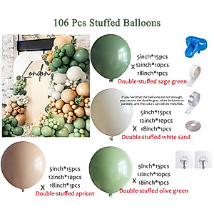 Sage Green Brown Balloon Garland Kit Double stuffed Olive Green Nude Apricot Dusty Green Grey White Latex Balloons Jungle Safari Balloon Arch kit for Wild One Baby Shower Birthday Party Decoration