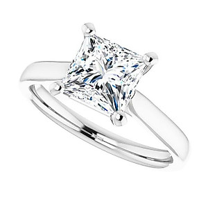 Moissanite Ring 10K Solid White Gold Handmade Engagement Ring 1.5 CT Princess Cut Moissanite Diamond Solitaire Wedding/Bridal Rings for Women/Her Propose Ring By Rivaan Jewel (8.5)