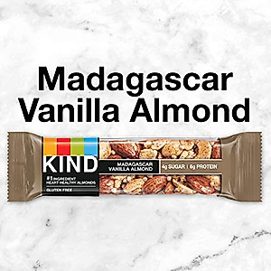 KIND Bars, Madagascar Vanilla Almond, Gluten Free, Low Glycemic Index, 1.4oz, 12 Count