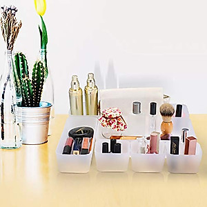 Cabilock Vanity and Desk Drawer Organizers with Shelf Liner(30 * 150mm),Vanity Drawer Organizer Makeup Containers Cabinet Organizers for Kitchen Office Bathroom 7 Pcs/Set