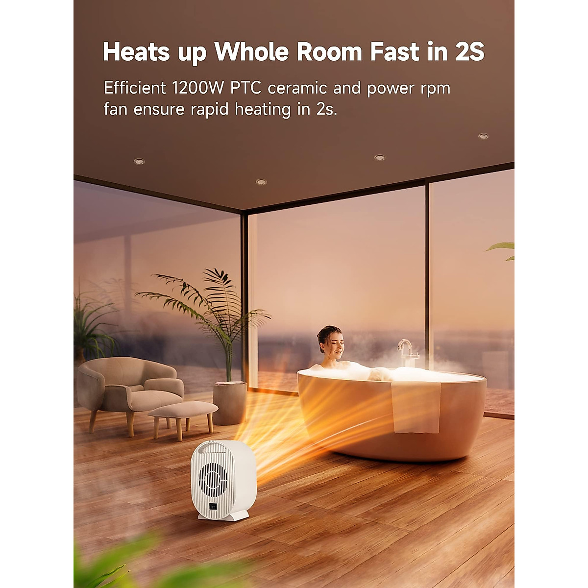 1200W/1000W Space Heater Indoor, 2S Heating Mini Heater Small Heater, 28dB Portable Heater for Bedroom Bathroom Heater, Mini Heater for Bathroom, Bedroom, Office Heater, Mini Desk Heater [Gifts]