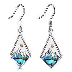 AOBOCO Mustard Seed Earrings for Women Sterling Silver Mountain Dangle Earrings Christian Mustard Seed Jewelry Mothers Day Birthday Gifts for Mom (Mustard Seed Hooks Earrings)