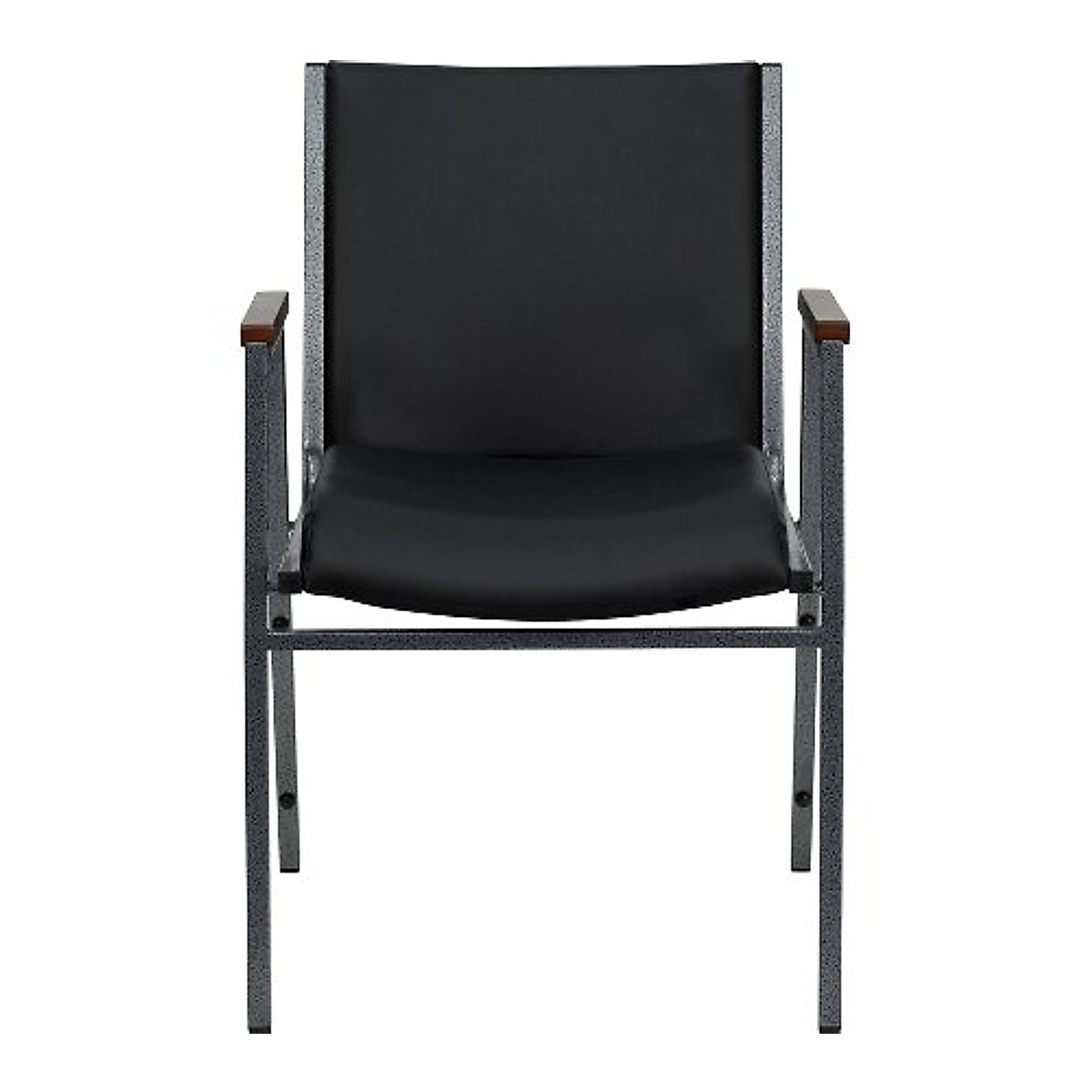 Flash Furniture HERCULES Series Heavy Duty Black Vinyl Stack Chair with Arms and Ganging Bracket