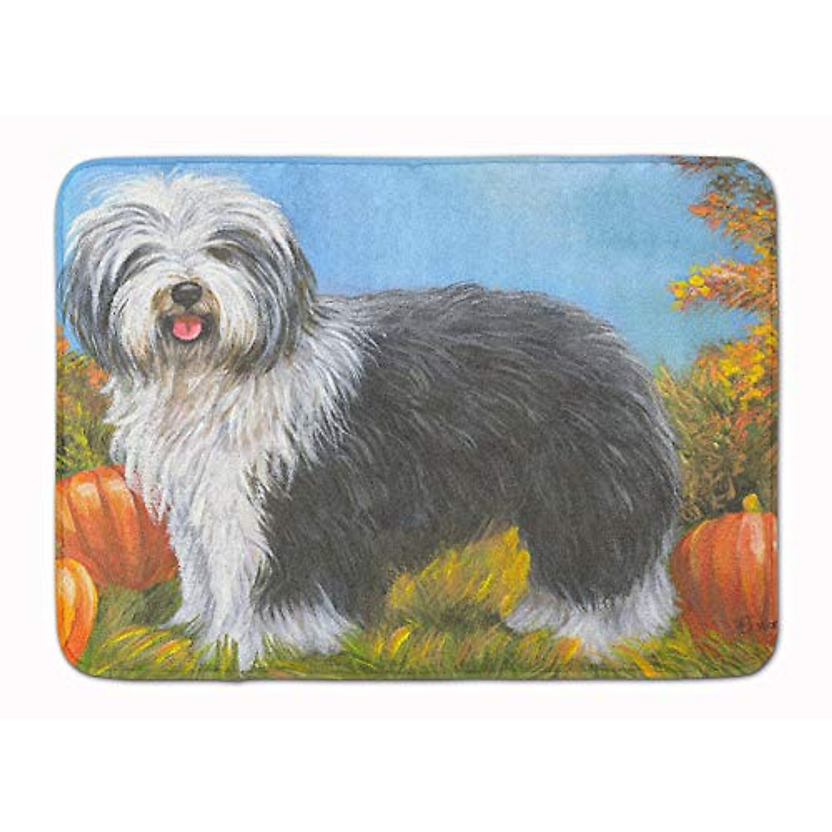 Caroline's Treasures Old English Sheepdog Ocotoberfest Machine Washable Memory Foam Mat doormats, Multicolor