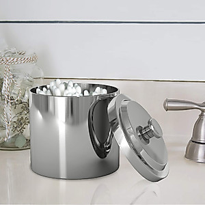 nu steel MR1H Merlot Collection Q-tip Holder, Bathroom Vanity Metal Storage Organiser, Canister, Jar Swabs, Round Cotton Balls, Shiny Chrome Finish