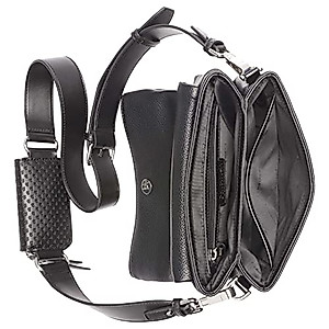 Calvin Klein Chrome Organizational 2 in 1 Flap Crossbody, Black/Silver