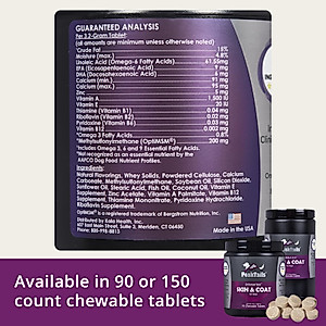 PeakTails Dermatrix, 150 Count Tablets for Dogs, Supports Healthy Skin, Shiny & Reduce Excessive Shedding, Contains MSM, Fish Oil & Omega 3 & 6 Essential Fatty Acids