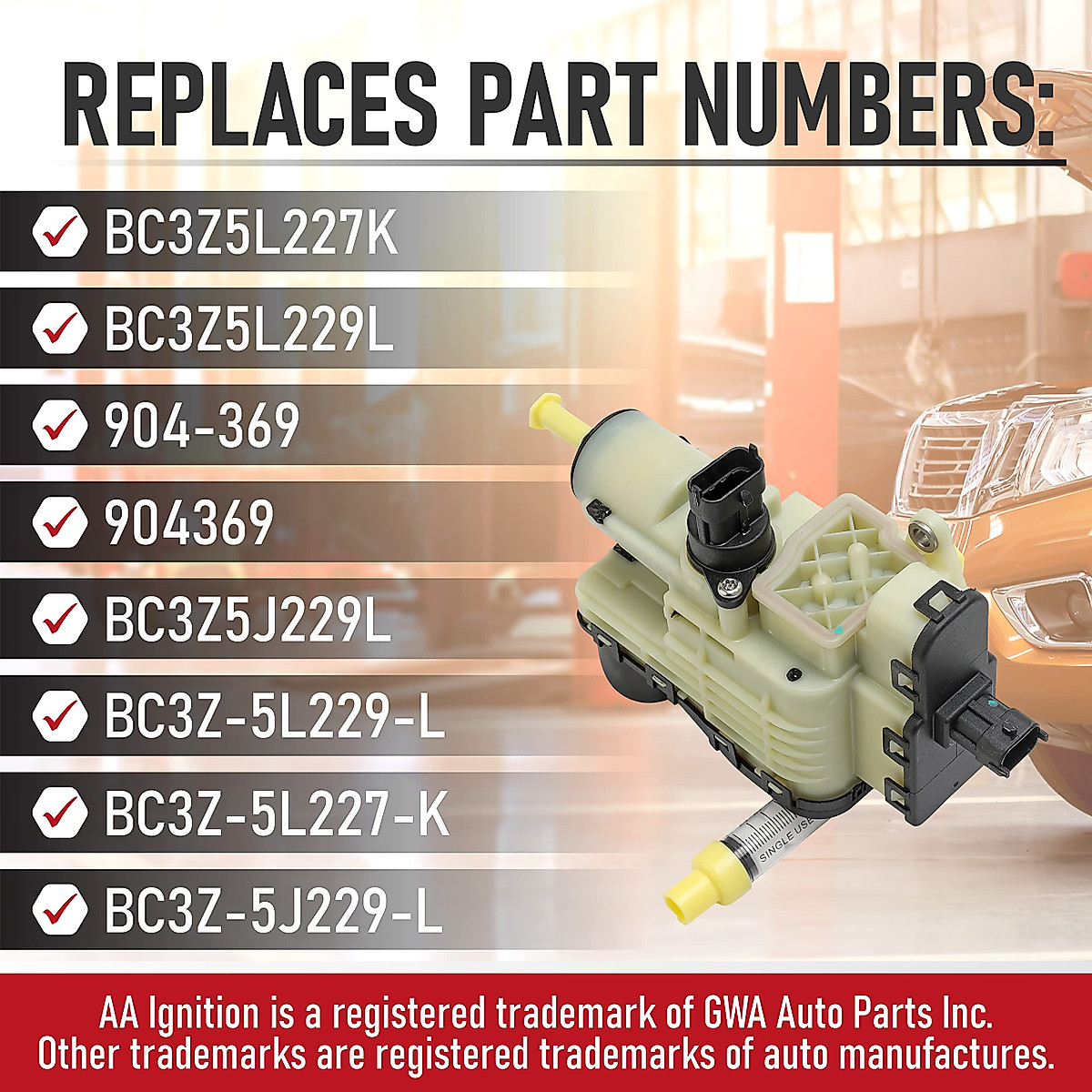 Diesel Exhaust Fluid Pump Kit - Reductant Heater Sending Unit - Compatible with Ford Vehicles - F250, F350, F450, F550 Super Duty 2011-2016 - Replaces BC3Z5L227K, BC3Z5L229L, 904-369, 904369 - Urea