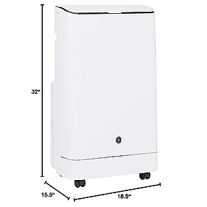 GE 14,000 BTU Portable Air Conditioner for Medium Rooms up to 550 sq ft. (9,850 BTU SACC), Wi-Fi Enabled, 3-in-1 with Dehumidify, Fan, and Auto Evaporation, Included Window Installation Kit