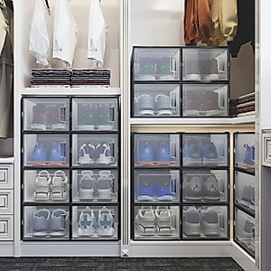 YITAHOME Shoe Storage Box, Set of 12 Medium Size Shoe Storage Organizers Stackable Shoe Storage Box Rack Containers - Medium Size（13.8’’L x 9.8’’W x 7.3’’H）