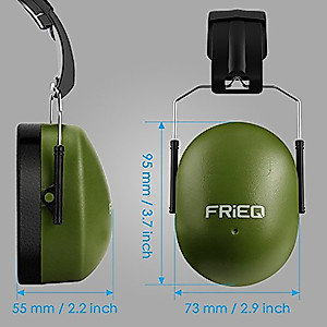 FRiEQ 37 dB NRR Sound Technology Safety Ear Muffs with LRPu Foam for Shooting, Music & Yard Work, Green