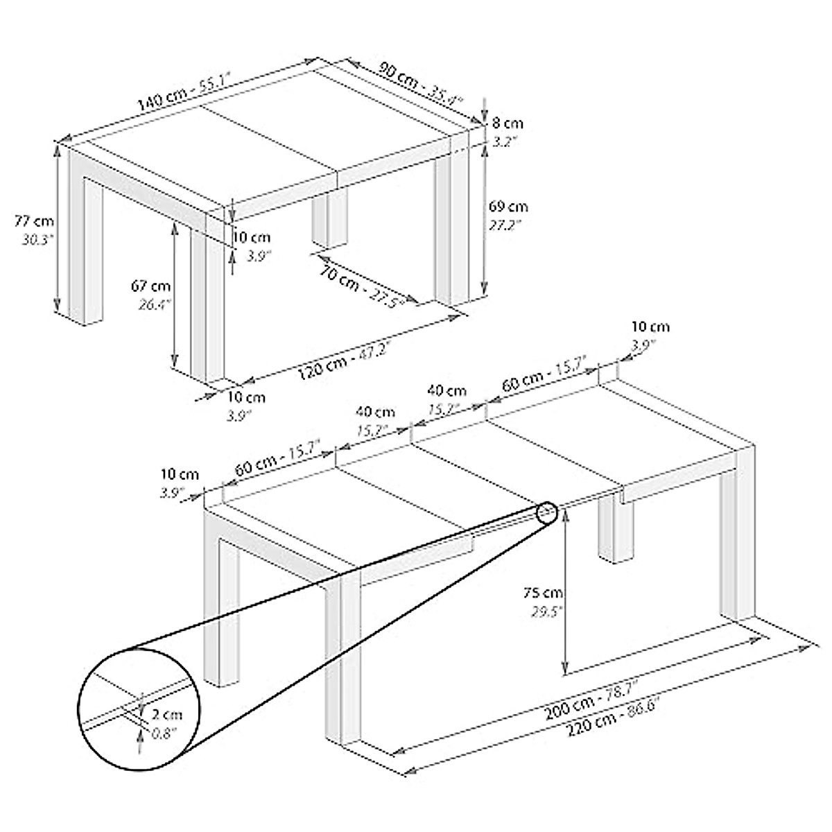 Mobili Fiver, Iacopo Extendable Dining Table, Concrete Grey, Made in Italy
