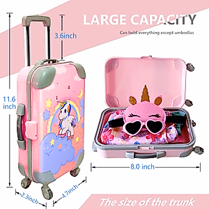 WONDOLL 18-inch-Doll-Clothes and Accessories - Doll-Travel-Suitcase Play Set Including Luggage, 2 Sets of Doll-Clothes and Shoes, Umbrella Sunglasses Camera Travel Pillow Blindfold Passport Tickets