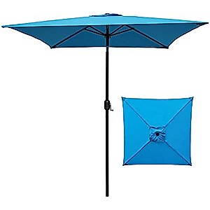 ABBLE Outdoor Patio Umbrella 6.5 Ft Square with Tilt and Crank, Weather Resistant, UV Protective Umbrella, Durable, 6 Sturdy Steel Ribs, Market Outdoor Table Umbrella, Aqua