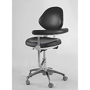Aries Outlets Dental Adjustable Doctor's Stool Assistant Chair+360 Degree Rotation Armrest PU