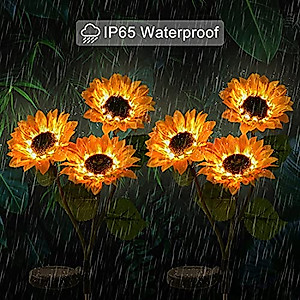 Doingart 2 Packs Solar Sunflower Lights,Upgrade Solar Powered Sunflower Lights with 3 Sunflower,LED Solar Lights Outdoor for Patio Lawn Garden Yard Pathway Decoration