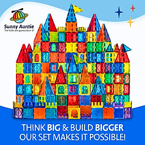 SUNNY AUNTIE Magnetic Tiles 138 PCS+ Bonus Zippered CASE, Magnetic Tiles for Kids Toy for 3 4 5 6 7 8 Year Old Boys & Girls, Great Gift for Kids Aged 3-8, XL Set