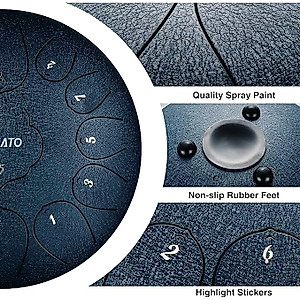 LEKATO Steel Tongue Drum 12 Inch 13 Tones, Rain Drum for Outside Beginner Handpan Drum Percussion for Meditation Yoga Musical Education, Best Gift for Family/Friends