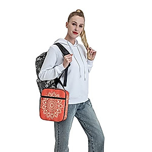 Rportable Lunch Bag For Women/Men Insulated,Round Mandala Design Yoga Meditation Cosmos Concepts Outline Ornam,Insulatedreusable Lunch Box For Office Work School Picnic BeachLeakproof Cooler Tote Bag