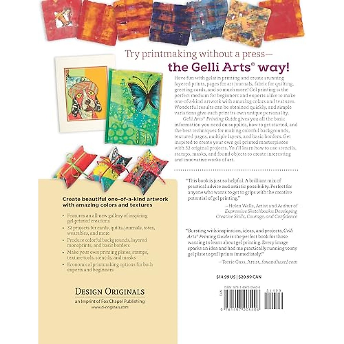 Gelli Arts (R) Printing Guide: Printing Without a Press on Paper and Fabric Using the Gelli Arts (R) Plate (Design Originals) 32 Beginner-Friendly Step-by-Step Projects, Techniques, and Inspiration
