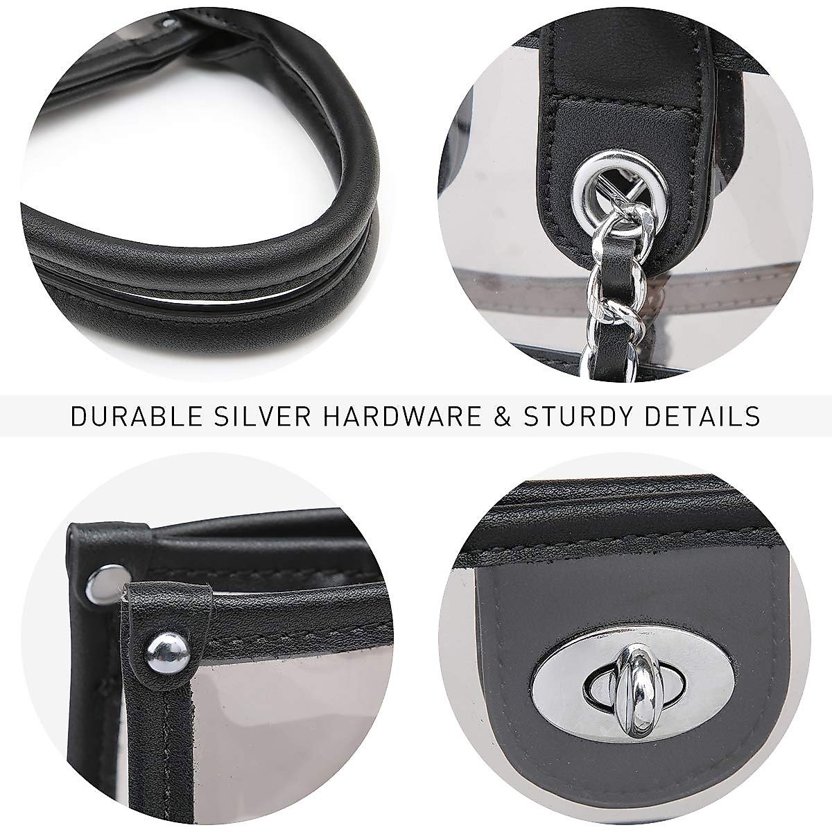 MARCO M KELLY Large Clear Tote Bag Stadium Approved Women Clear Purse for Stadium Events Crossbody 2 in 1 Shoulder Work Bag