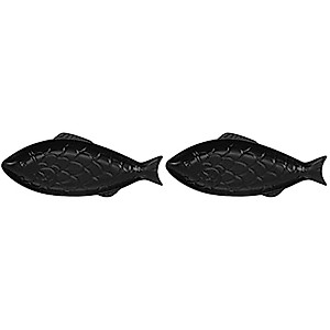UPKOCH Jewelry Tray 2pcs for Ceramic Steaming Oval Plates, Japanese Sushi, Restaurant Porcelain and Dish Snack Tray Storage Salad Dish: Shape Trays Design Fruit Black Large Decorative Tray
