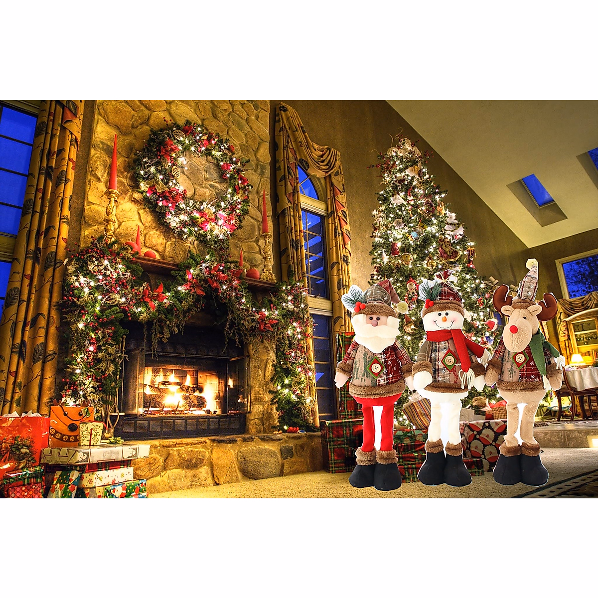 GIANTHONG Snowman Reindeer Santa Claus Christmas Decorations Figurine Christmas Ornament Standing Home Decorations Doll