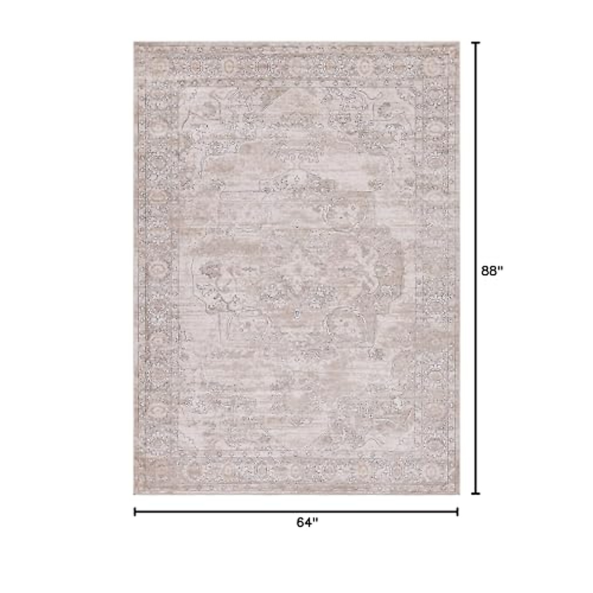 Rugs.com Oregon Collection Rug – 8' x 11' Ivory Low-Pile Rug Perfect for Living Rooms, Large Dining Rooms, Open Floorplans