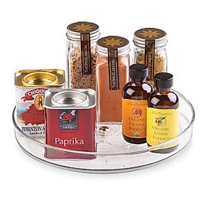 iDesign Recycled Plastic Lazy Susan Turntable Organizer Pantry, Bathroom, General Storage and More, The Linus Collection, 9" Inch, Clear