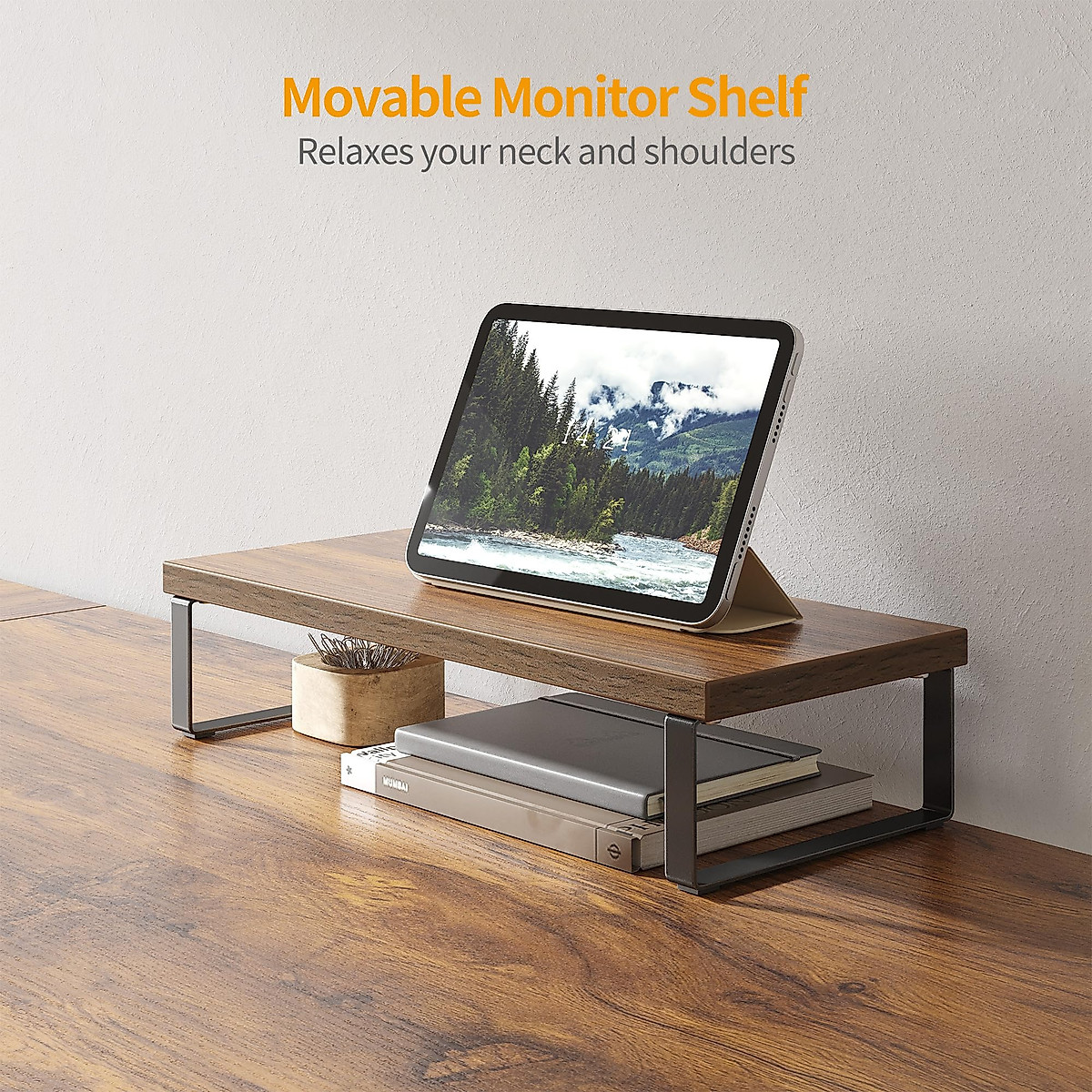 CubiCubi L Shaped Desk, 50.4 inch Computer Corner Desk with 2 Storage Shelves, Home Office Desk with Monitor Stand, Rustic Brown